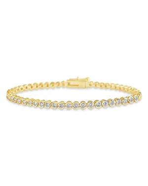 Sterling Forever Cubic Zirconia Bezel Flex Bracelet - Gold