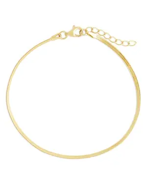 Sterling Forever Herringbone Chain Bracelet - Gold