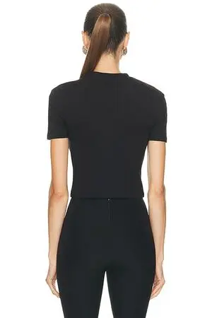 AREA Crystal Flower Cropped T-shirt - Black