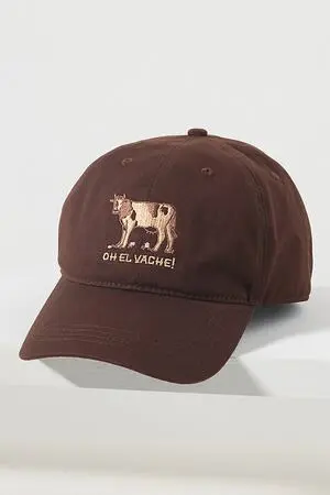 Anthropologie Embroidered Baseball Cap Cow Print