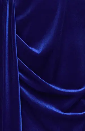 BLONDIE NITES Drape Strapless Velvet Gown - Sapphire