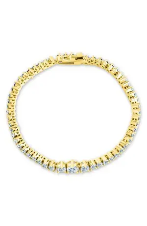 Sterling Forever Cubic Zirconia Tennis Bracelet - Gold