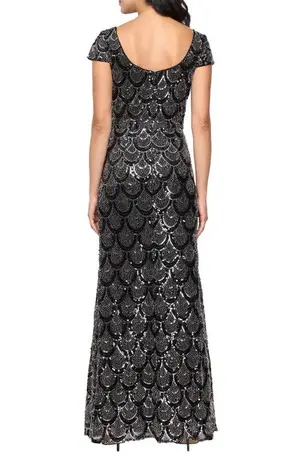 Alex Evenings Cap Sleeve Sequin Dress
