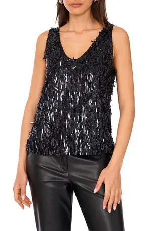 Vince Camuto V-neck Sequin Tank