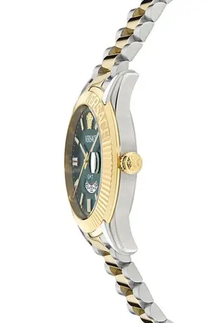Versace Apodis Gmt Bracelet Watch - Green/two Tone