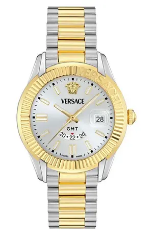 Versace Apodis GMT Bracelet Watch Silver/two Tone
