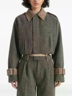 Manière De Voir Galia Herringbone Suede Jacket