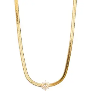 Nordstrom Cubic Zirconia Snake Chain Necklace - Clear- Gold