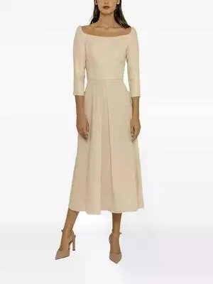 Cherubina Square-neck Pleated Midi Dress