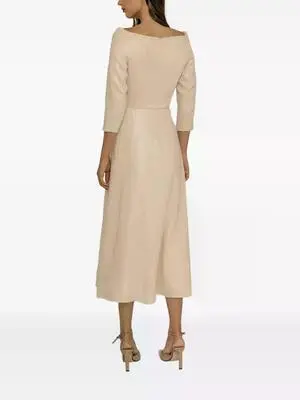 Cherubina Square-neck Pleated Midi Dress