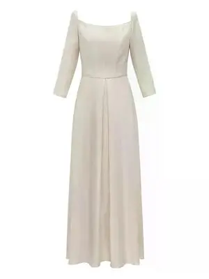 Cherubina Square-neck Pleated Midi Dress