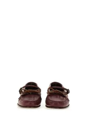 Hereu Lorea Supple Shiny Moccasin Mary Jane - Bordeaux