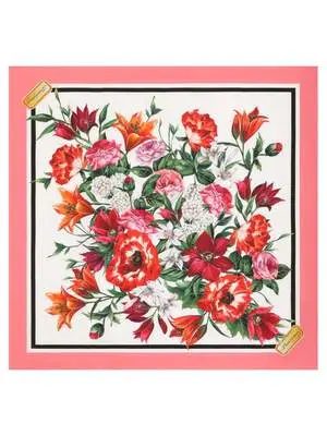 Dolce & Gabbana Silk Twill Floral Print Scarf Multicolour
