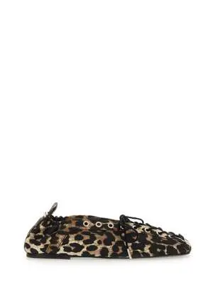 GANNI Ballerina Lace Up - Animalier
