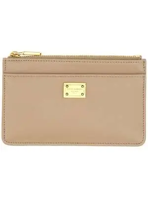 Dolce & Gabbana Calfskin Plongé Card Holder - Beige