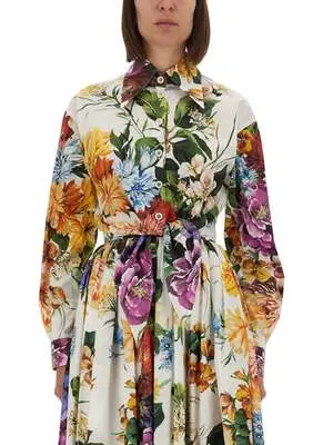Dolce & Gabbana Flower Bouquet Print Poplin Shirt
