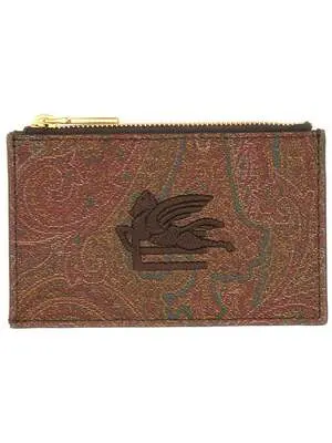 Etro Card Holder 'arnica' With Pegasus - Brown