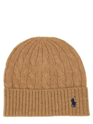 Polo Ralph Lauren Braided Wool And Cashmere Beanie Beige