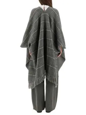Brunello Cucinelli Wool Poncho With Fringe