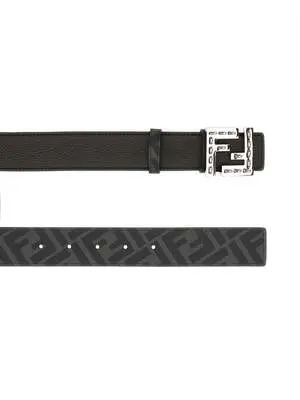 Fendi Squared Ff Reversible Leather Belt - Black