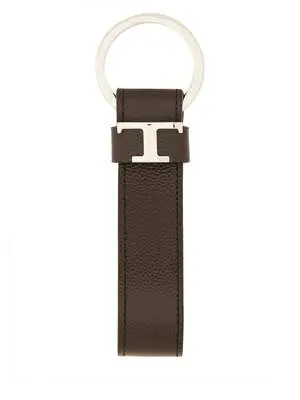 TOD'S T Timeless' Logo Keychain - Brown