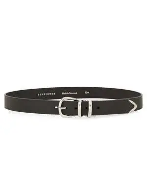 SUNFLOWER Leather Belt - Black