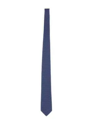 FERRAGAMO Logo Printed Neck Tie - Blue