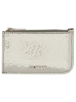 Alexander McQueen Alexander Mc Queen Card Holder With Logo - Silver