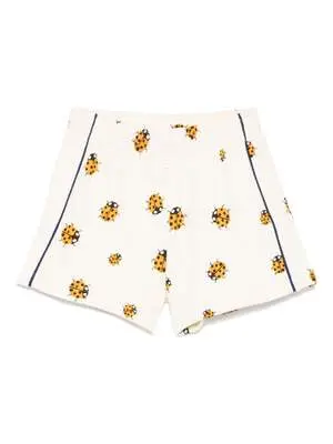 MINI RODINI Printed Organic Cotton Shorts - White