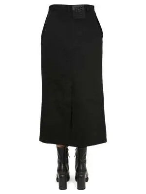 Raf Simons Midi Skirt With Belt - Black
