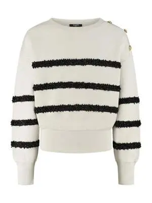 Balmain Striped Cotton Sweater - Beige