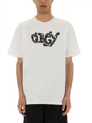 Obey Logo Print T Shirt
