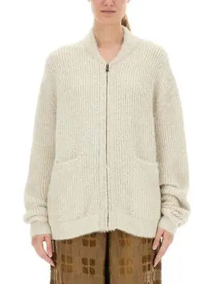 UMA WANG Wool Blend Zip-up Cardigan