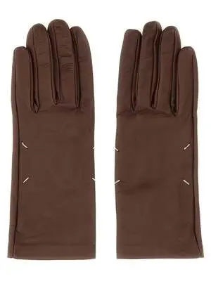 MAISON MARGIELA Leather Gloves - Brown
