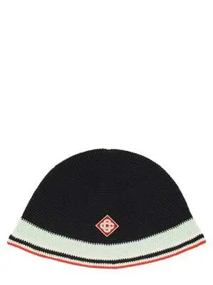 Casablanca Crochet Hat With Logo - Black