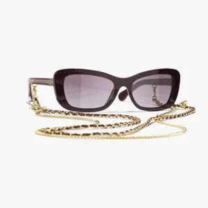Chanel Rectangle Sunglasses Burgundy