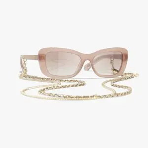 Chanel Rectangle Sunglasses Pinky Beige