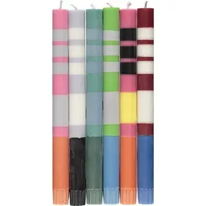 BRITISH COLOUR STANDARD Assorted 6-pack Stripe Dinner Candles - Multi-coloured