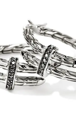 John Hardy Spear Hoop Earrings - Silver/black