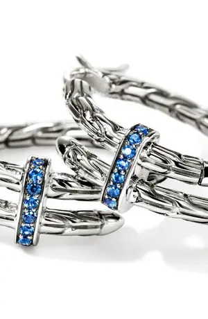 John Hardy Spear Hoop Earrings - Silver/blue