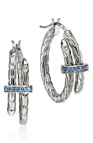 John Hardy Spear Hoop Earrings - Silver/blue