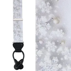 Trafalgar Big And Tall Jack's Frosty Winter Wonderland Silk Suspenders - Silver