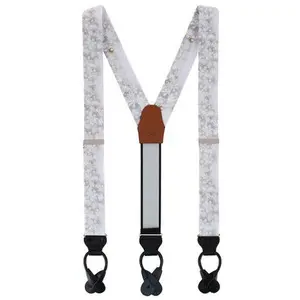 Trafalgar Big & Tall Jack's Frosty Winter Wonderland Silk Suspenders - Silver