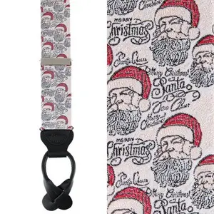 Trafalgar Big And Tall Santa Claus Silk Suspenders - Ivory And Red