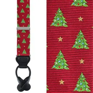 Trafalgar Oh Christmas Tree Silk Suspender - Red