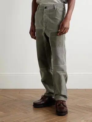 Visvim Pastoral Straight-leg Panelled Striped Trousers - Gray