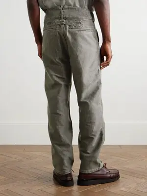 Visvim Pastoral Straight-leg Panelled Striped Trousers - Gray