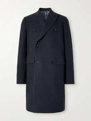 Paul Smith Slim-fit Double-breasted Woven Overcoat - Navy