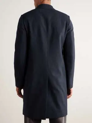 Paul Smith Slim-fit Double-breasted Woven Overcoat - Navy