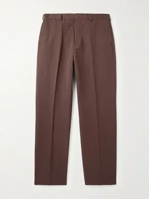 Paul Smith Straight-leg Cotton And Linen-blend Trousers - Brown